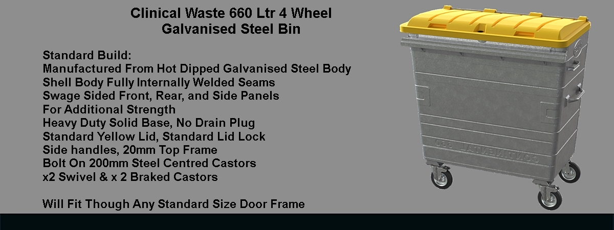 1100 Litre 4 Wheel Clinical Waste Bin | DJE Recycling Bins
