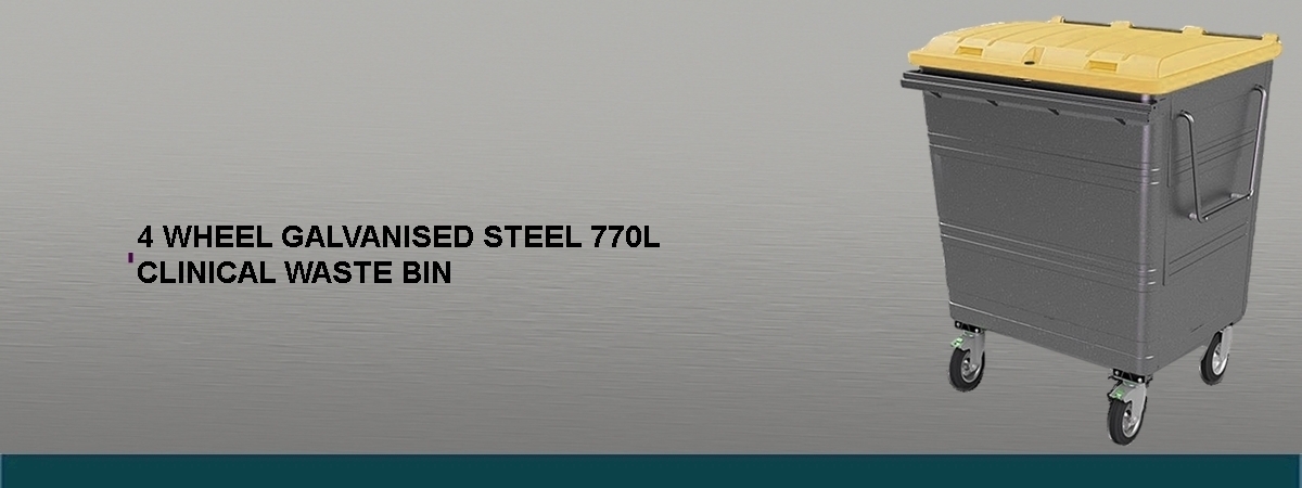 820 litre 4 Wheel Steel Clinical Waste Bin | DJE Recycling bins
